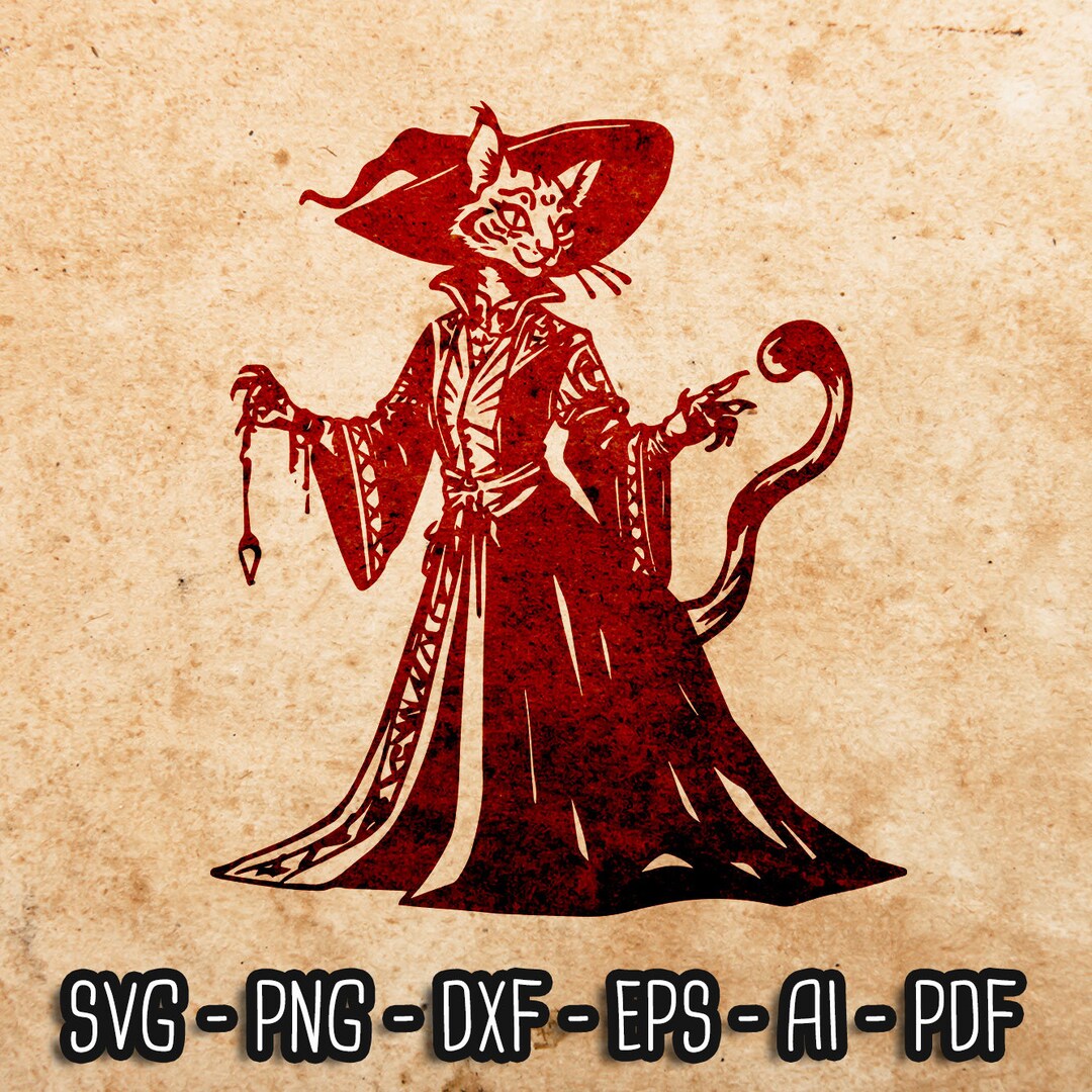 Tabaxi Witch SVG, Female Cat, Sorceress Catfolk, TTRPG Svg, D20, Rpg ...