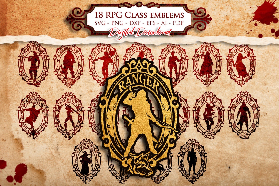 RPG Class Emblems Silhouette PACK 07, Rpg Games Svg, Pathfinder Gamer ...