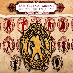 RPG Class Emblems Silhouette PACK 07, Rpg Games Svg, Pathfinder Gamer ...