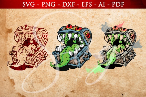 Mimic Treasure Chest Svg Trunk Mimic D20 Mimic Clip Art | Etsy