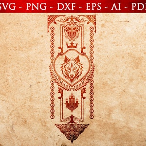 Medieval Banner SVG, Wolf Flag, Fantasy Tapestry Svg, Wizard Party ...