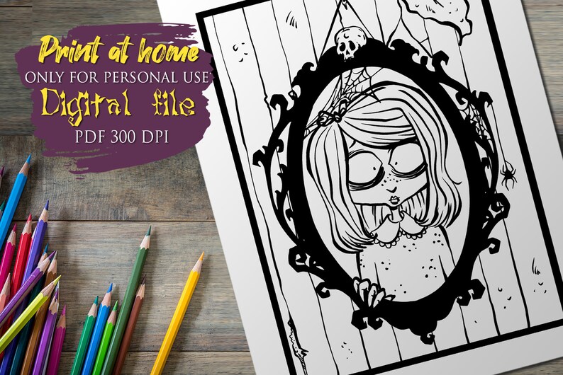 Creepy Girls Goth Coloring Book 25 Printable Coloring Pages - Etsy