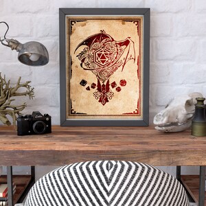 Set of 3 RPG Posters, Parchment Paper Gamer Art, Wall Art Print ...