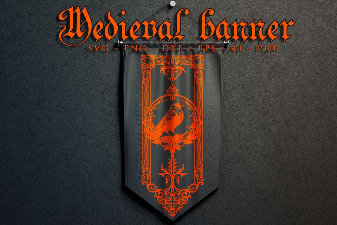 Medieval Banner SVG, Crow Flag, Raven Svg, Fantasy Tapestry Svg, Wizard ...