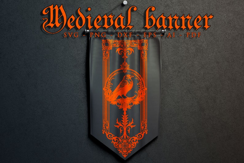 Medieval Raven Banner SVG: Fantasy Tapestry, Game Night Decor (digital ...