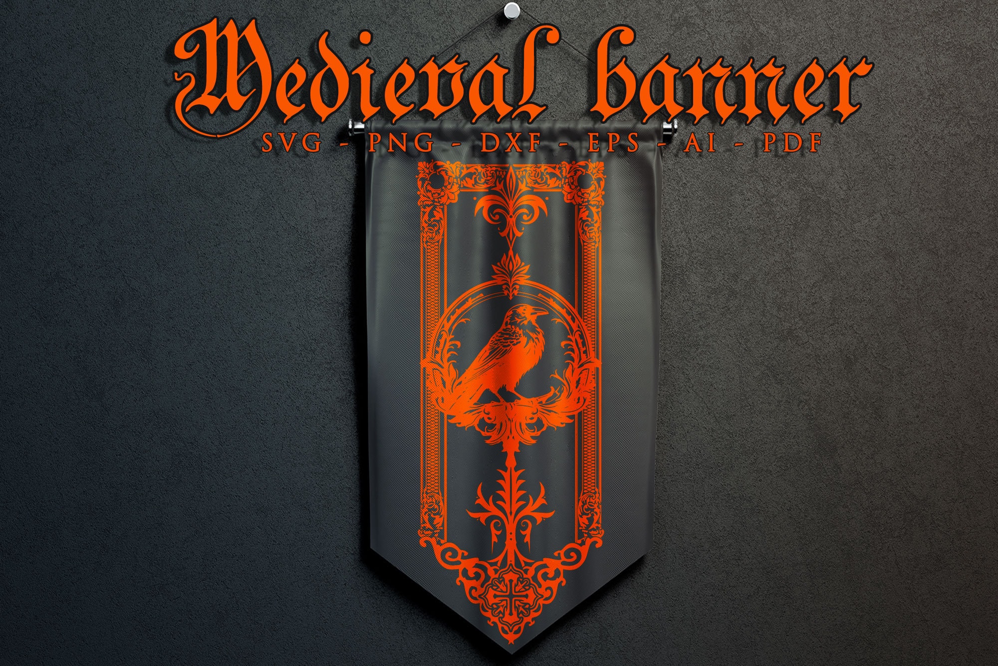 Medieval Raven Banner SVG: Fantasy Tapestry, Game Night Decor (digital ...