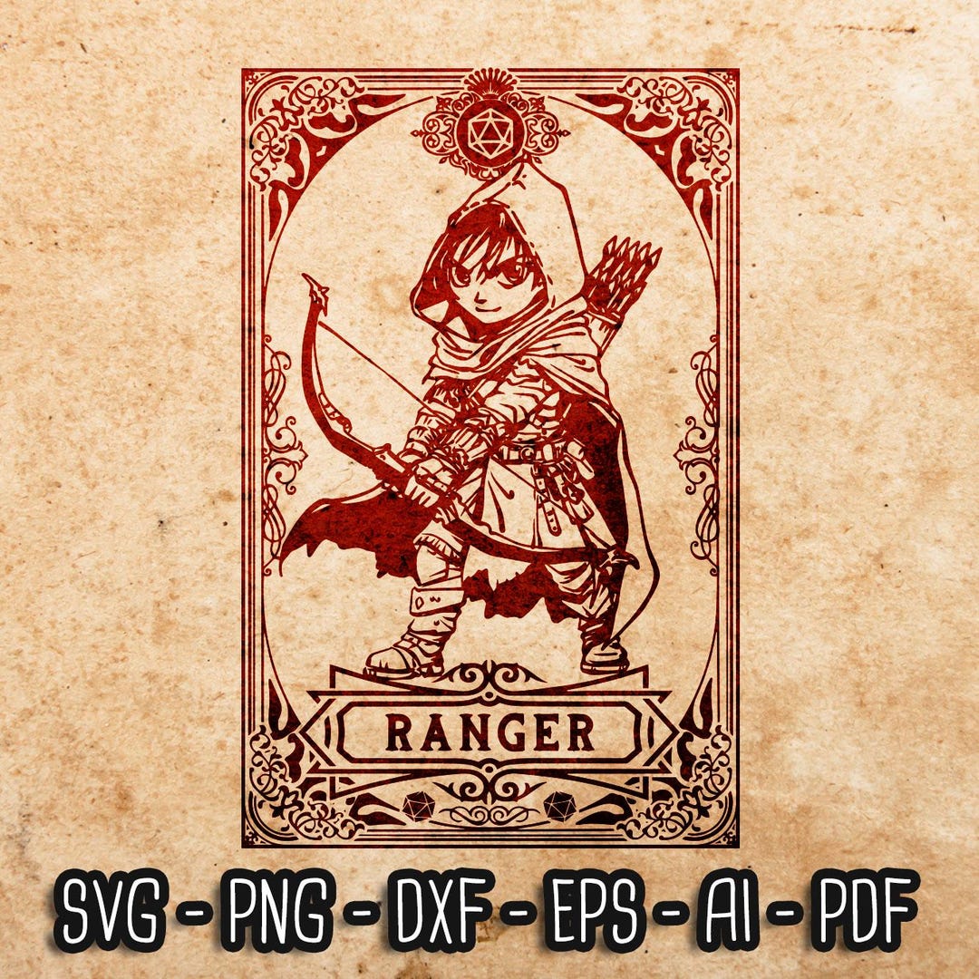 Ranger Tarot Card SVG, Chibi Character, TTRPG Svg, D20, Rpg Games ...