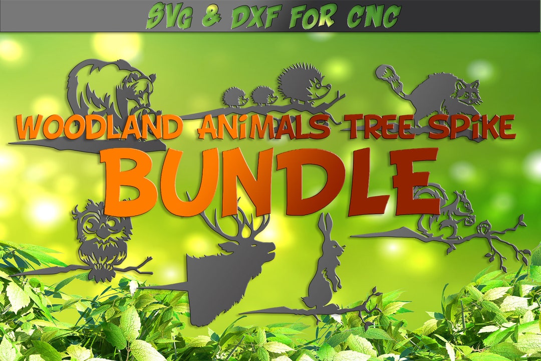 Woodland Animals Tree Spike BUNDLE DXF, Forest Animal on Branche Svg ...