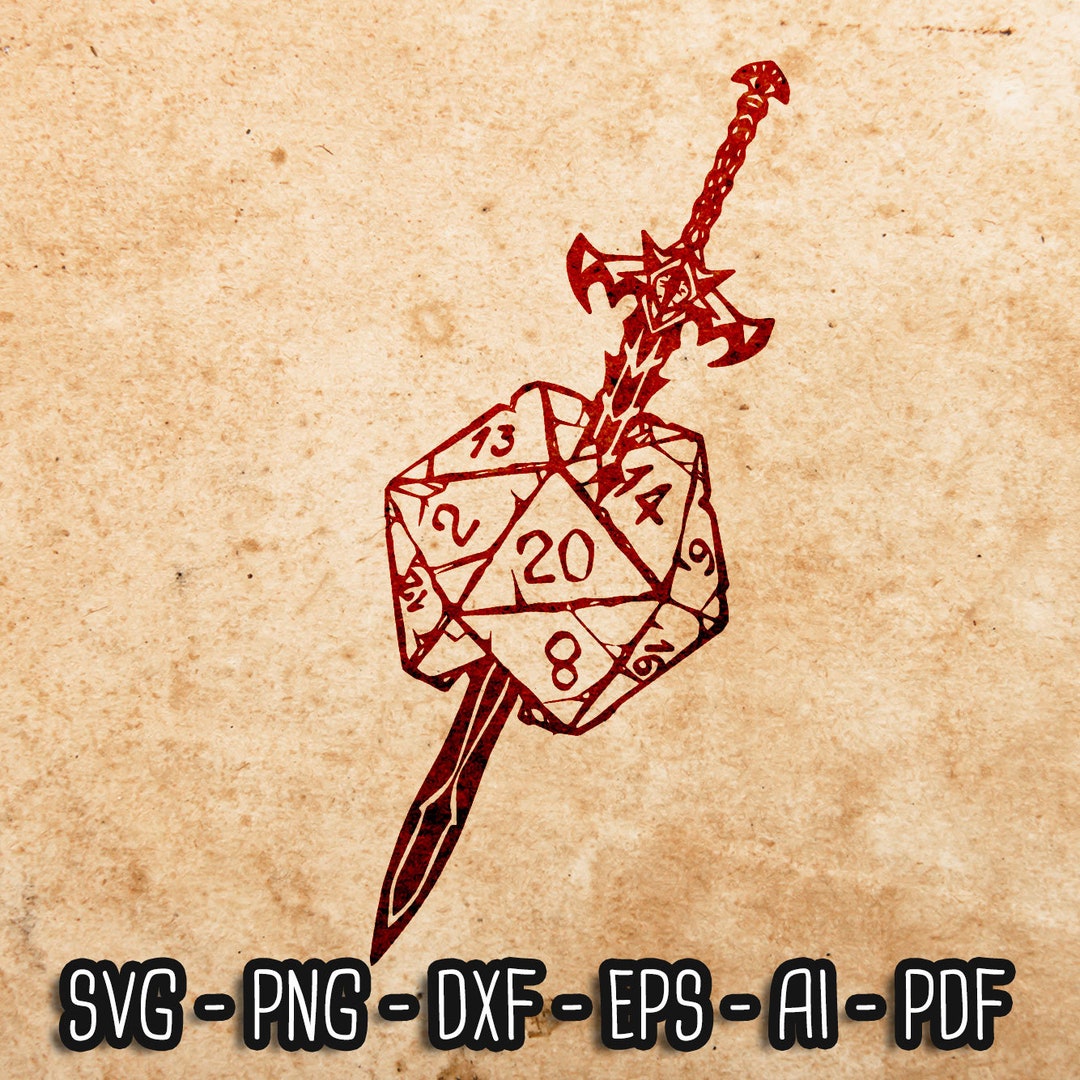 RPG Dice Sword SVG, D20, Polyhedral Dice Clip Art, Rpg Games, Role ...