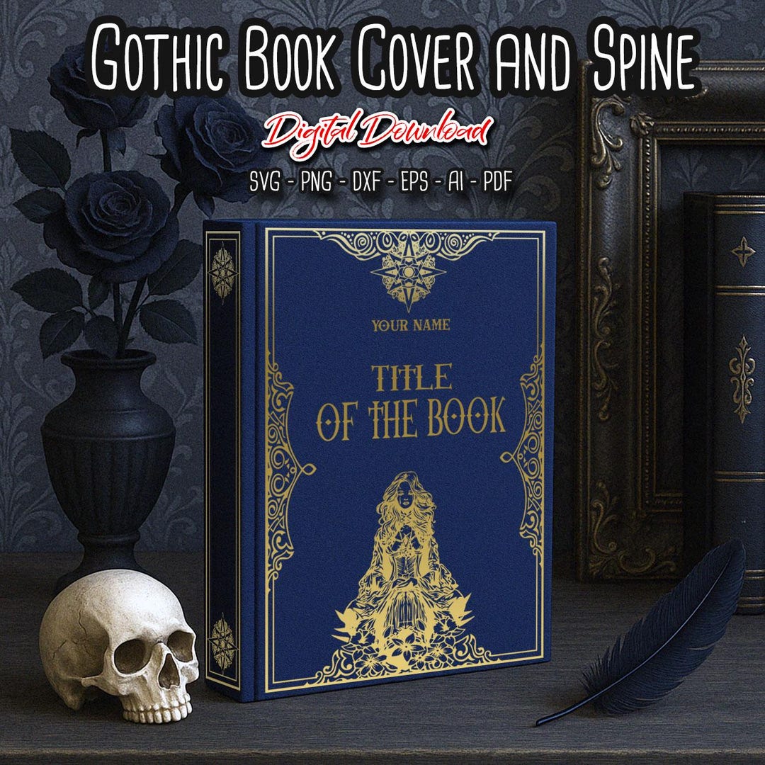 Gothic Book Cover and Spine SVG, Candle Girl Book Cover, Bookbinding ...