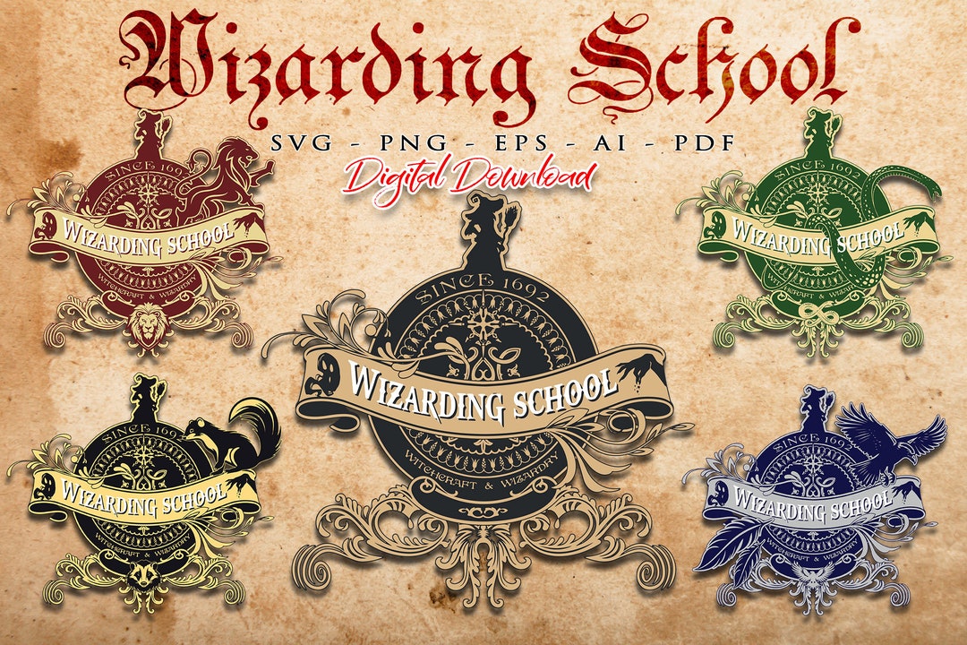 Wizarding School Emblem SVG, Wizard House PNG, Wizards School, Wizard ...