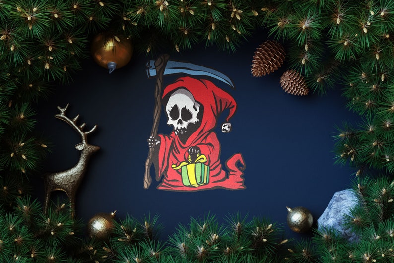 Christmas Grim Reaper PNG: Spooky Santa Skull Clipart (digital Download ...