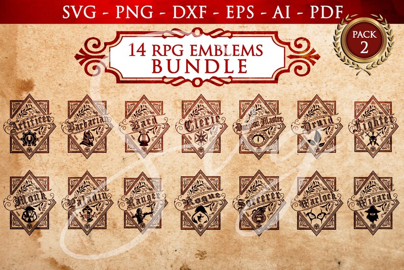 RPG Class Emblem Bundle PACK 2 D20 Rpg Games Svg Pathfinder - Etsy