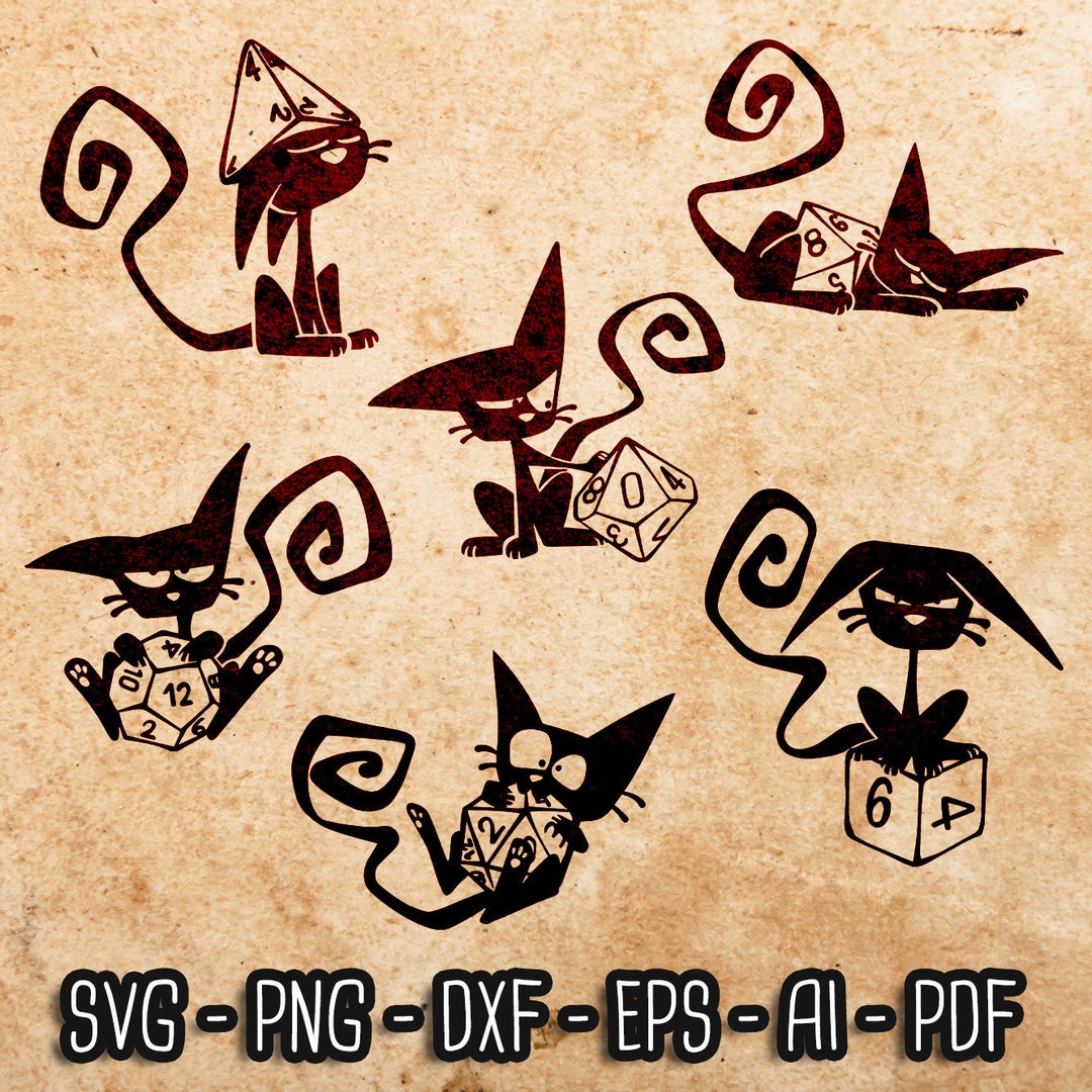 Dice Cat SVG, Dungeon Master Svg, Dice Sets, Dnd Cat Mom, RPG Svg, D20 ...