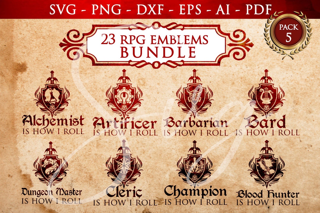 23 RPG Class Emblem Bundle PACK 5, D20, Rpg Games, DM Svg, Pathfinder ...
