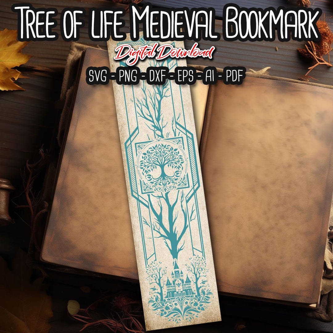 Tree of Life Medieval Bookmark SVG: Fantasy Bookish Merch (digital ...