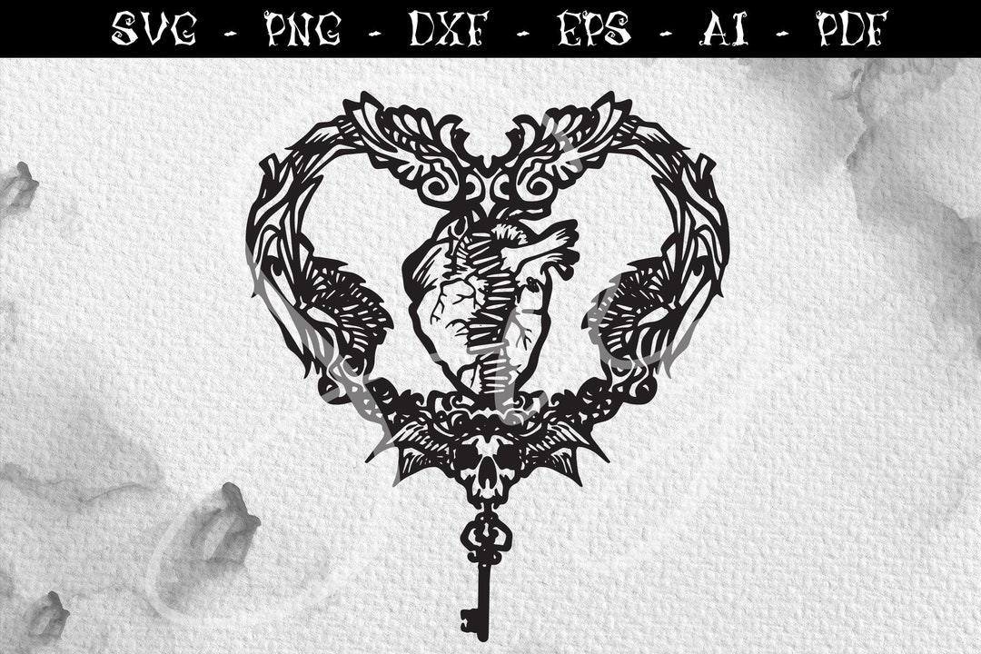 Gothic Heart SVG: Victorian Valentine's Cross, Baroque Style (digital ...