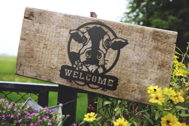 Cow Welcome Sign DXF Heifer Svg Cow Head Svg Ranch Svg | Etsy