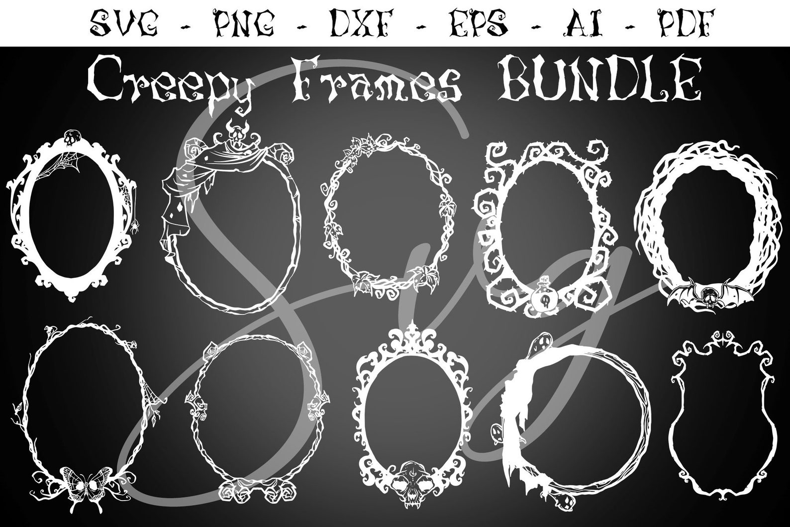 Creepy Frames BUNDLE Svg Spooky Frame SVG Halloween Frames - Etsy