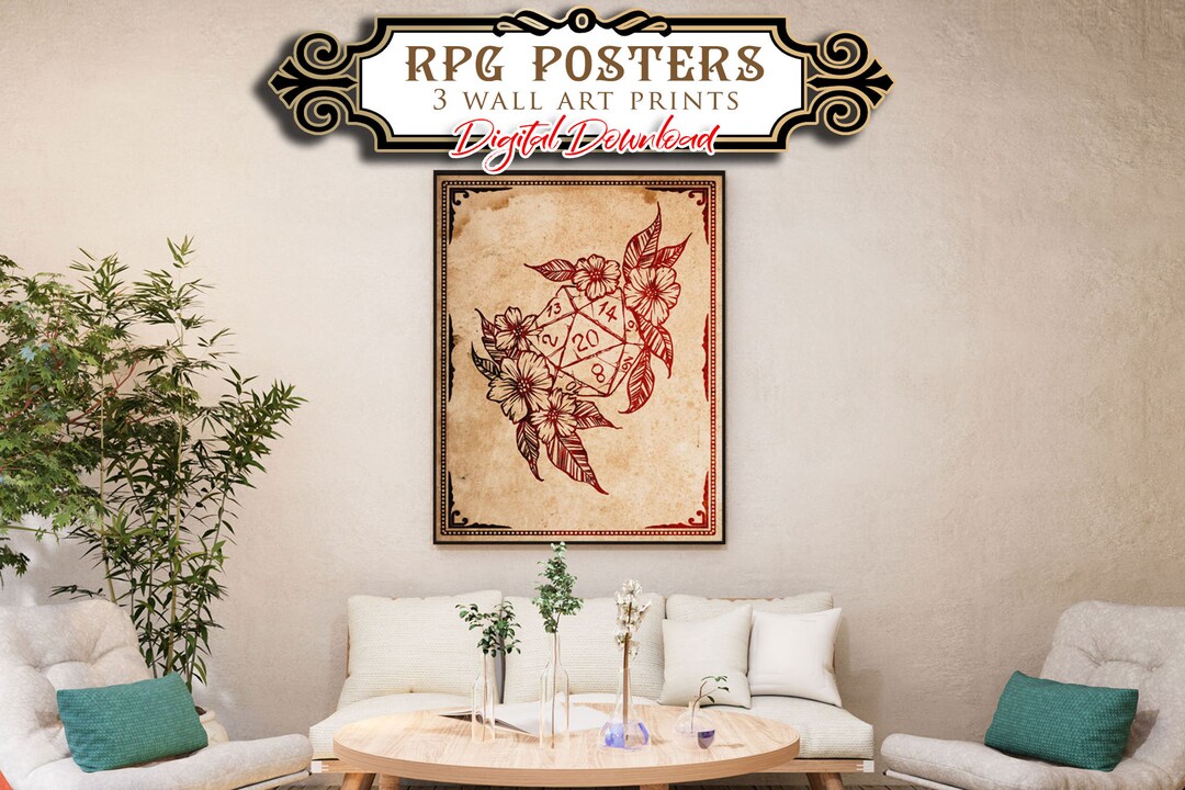 RPG Parchment Poster Set: Gamer Art Print, Pathfinder, DM Gift (digital ...