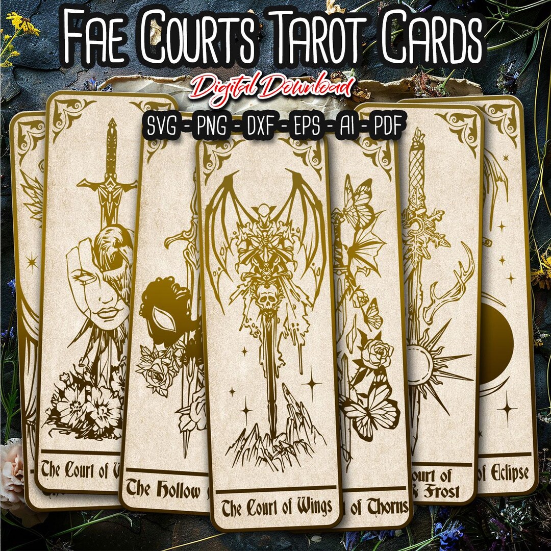 Fae Courts Tarot Cards SVG: Fantasy Sword Bookmark Set (digital Files ...