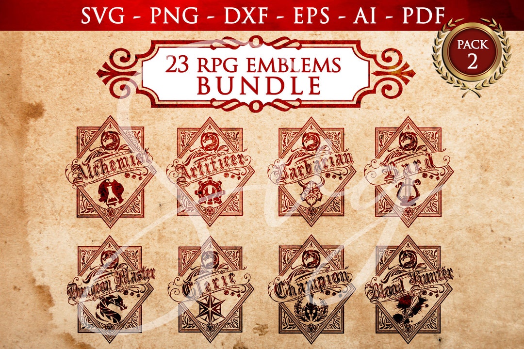 RPG Class Emblem Bundle PACK 2, D20, Rpg Games Svg, Pathfinder Gamer ...
