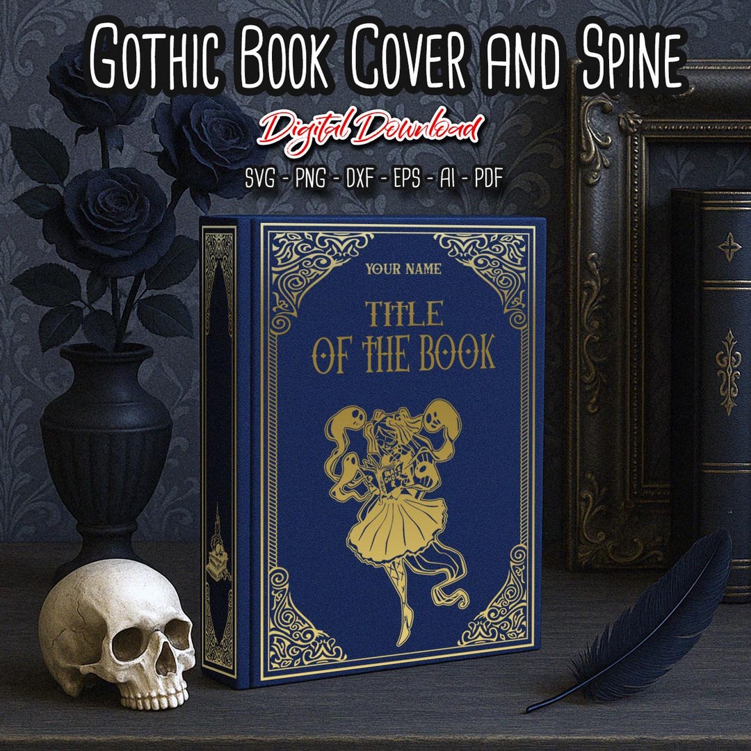 Gothic Book Cover and Spine SVG, Haunted Library Book Cover ...