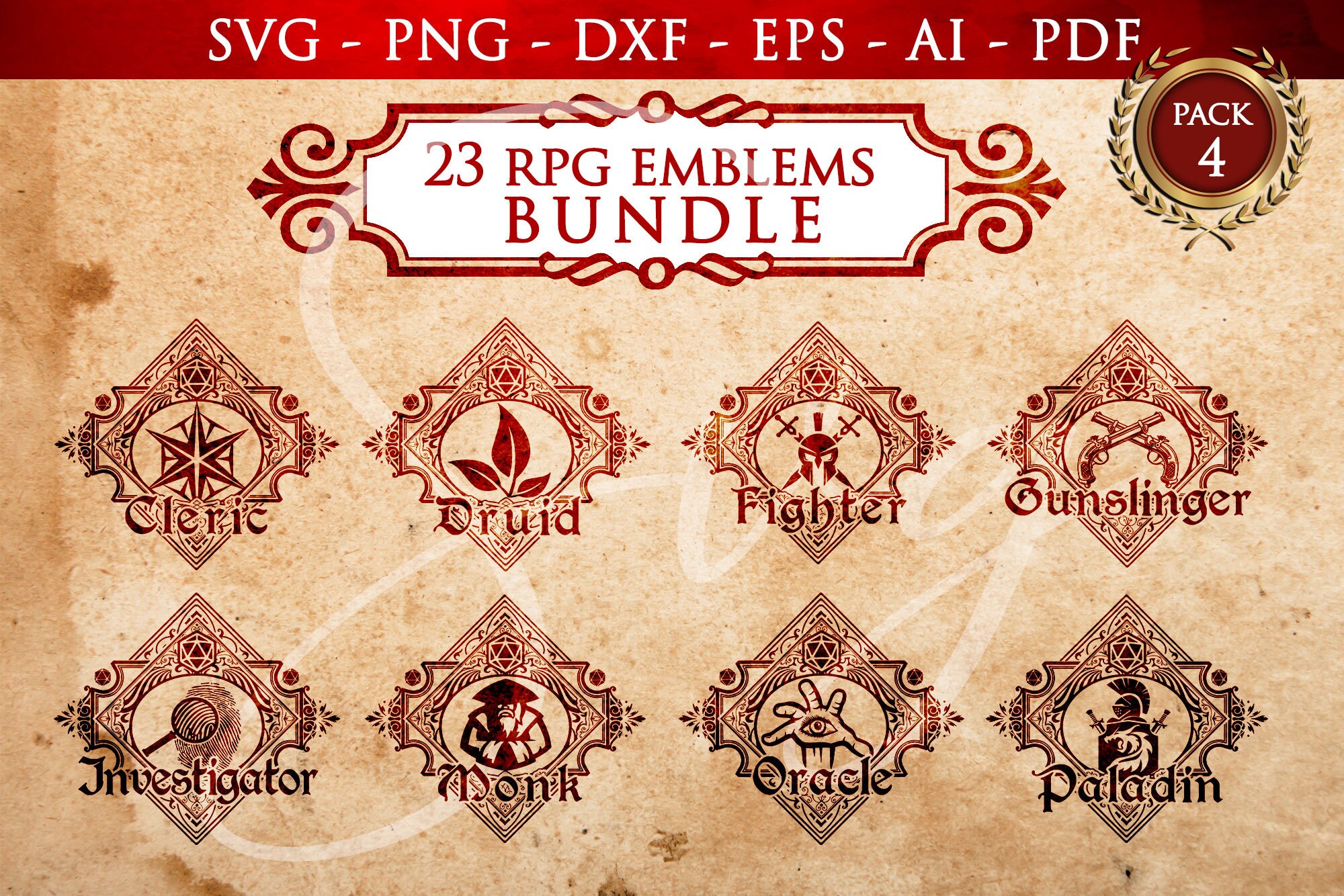 RPG Class Emblems Bundle PACK 4 D20 Rpg Games Svg - Etsy
