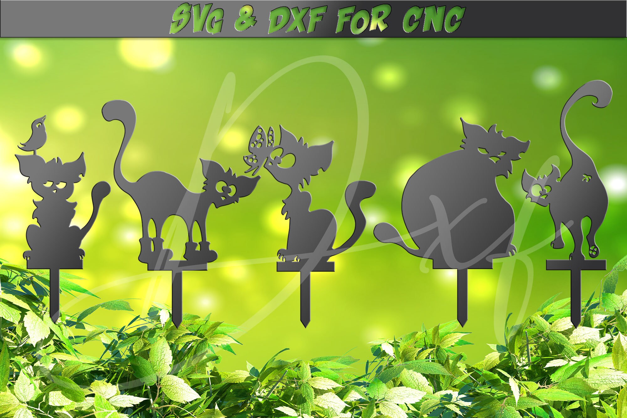 Cat Garden Stakes SVG Cat Garden Decor Kitty Yard Yard Art - Etsy