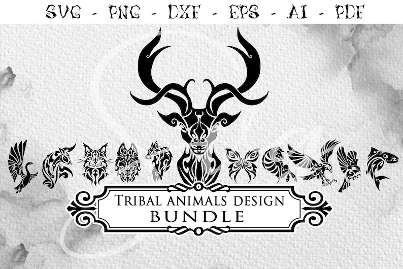 Tribal Animals Svg BUNDLE Tattoo Tribal Silhouette Tribal - Etsy