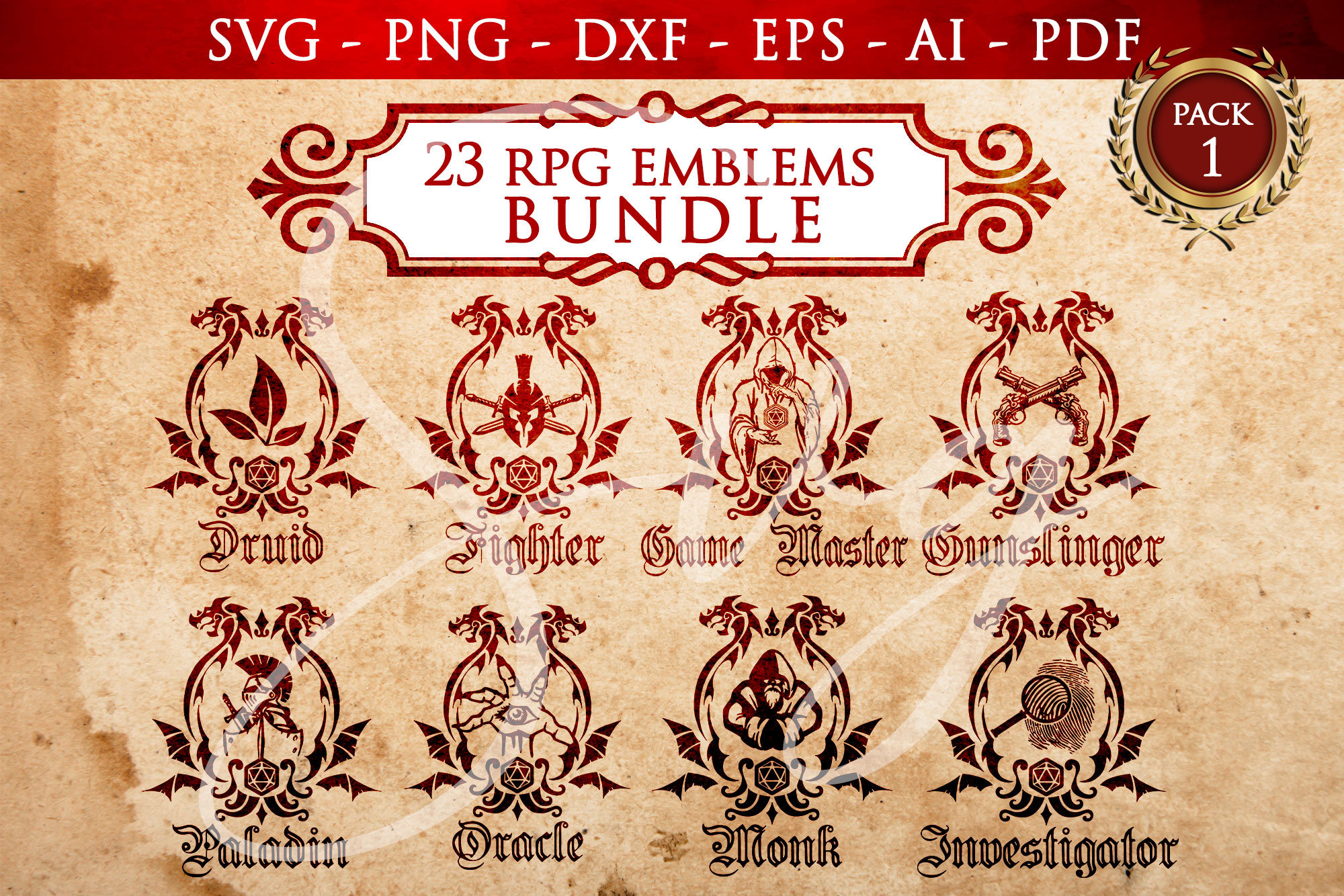 RPG Class Emblems: Pathfinder Gamer SVG Bundle (digital Download) - Etsy