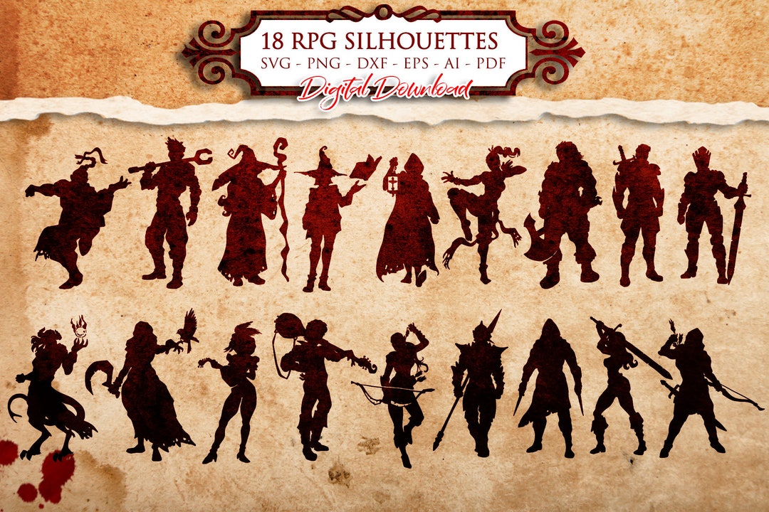 RPG Silhouettes SVG, Game Character Design, D20, Rpg Games Svg ...