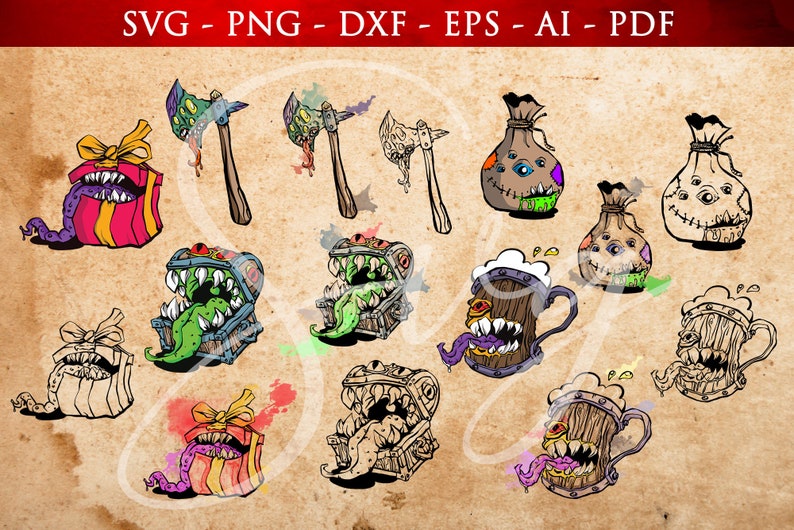 Mimic Bundle Svg D20 Mimic Clip Art Rpg Games Role Playing - Etsy UK