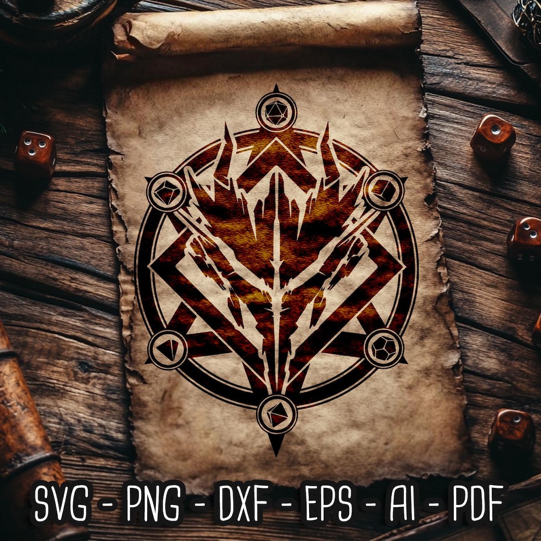 Warlock Magic Circle Emblem SVG, D20 Svg, RPG Polyhedral Dice Svg, Role ...