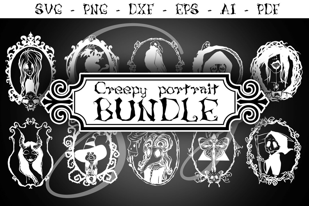 Creepy Portrait BUNDLE Svg, Halloween SVG Bundle, Gothic Svg, Skull Svg ...