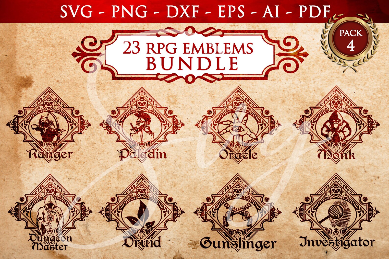 RPG Class Emblems Bundle PACK 4 D20 Rpg Games Svg - Etsy