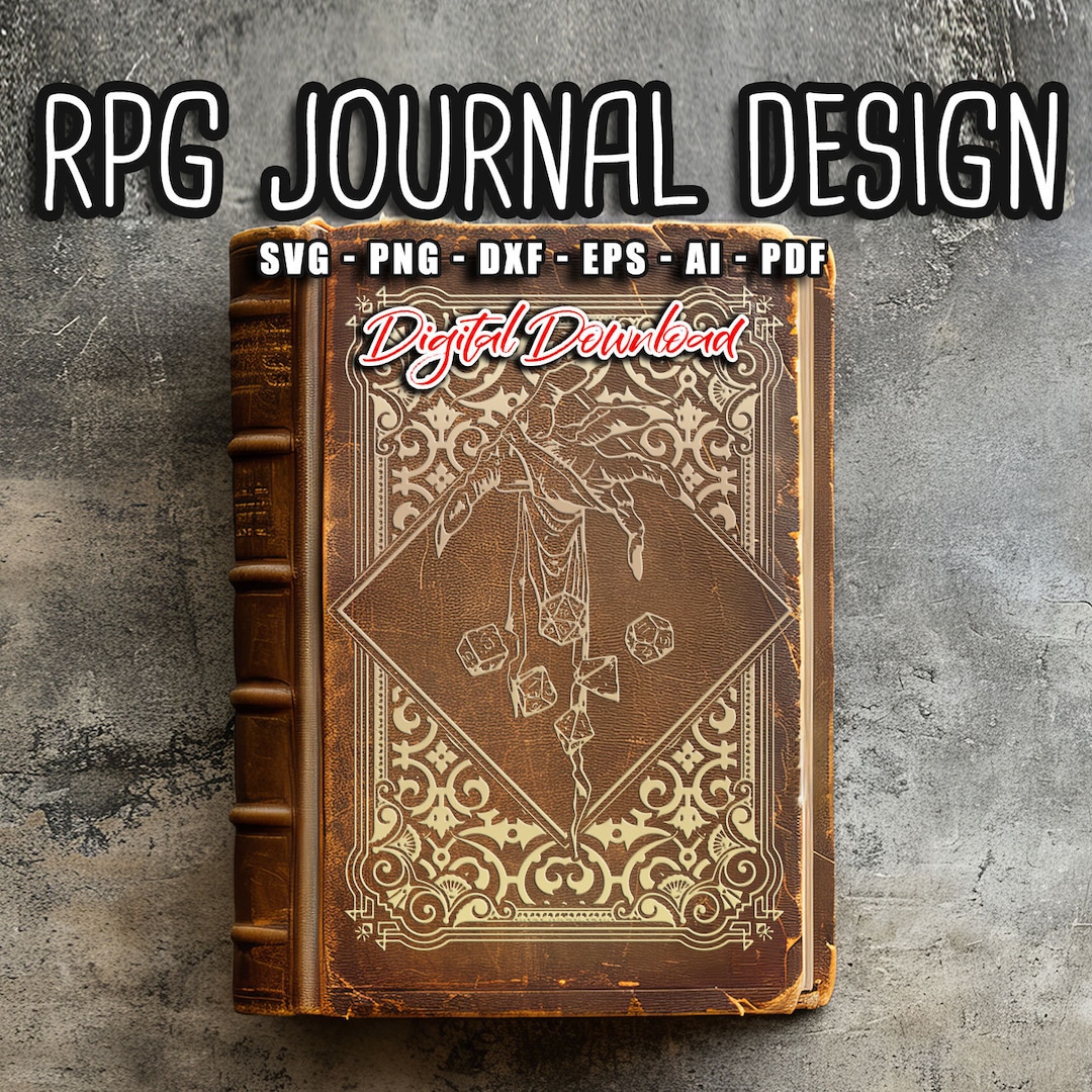 RPG Journal Design SVG, DM Hand Cover Notebook Design, Gamer Journal ...