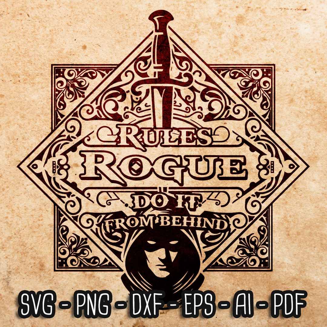 Reglas de Rogue SVG, Emblema de clase RPG, D20, juegos de rol svg ...