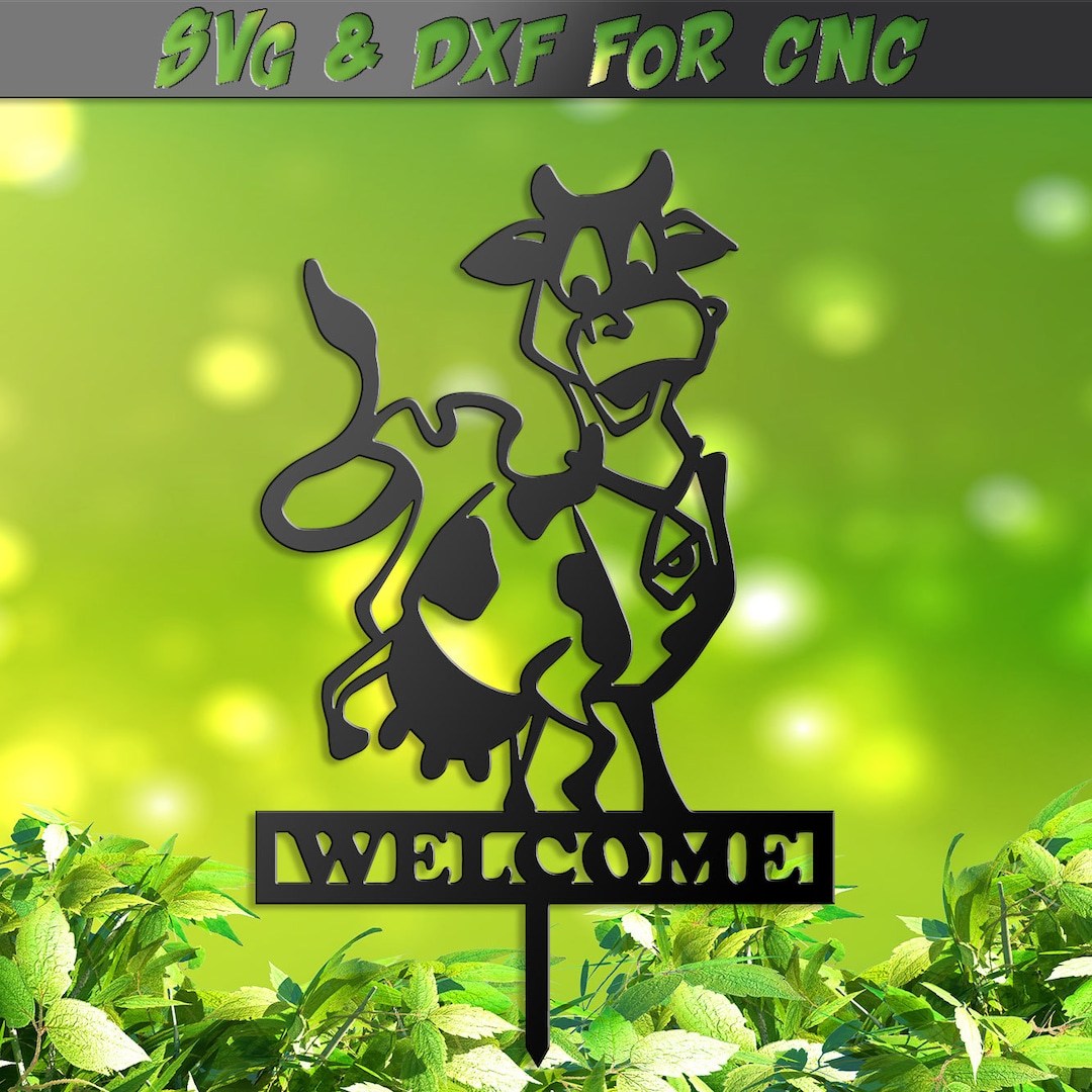 Cow Garden Stake SVG, Funny Cow Sign CNC, Welcome Sign Svg, Garden ...
