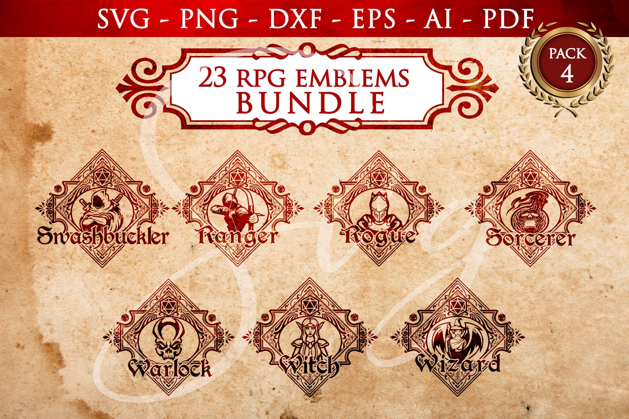 RPG Class Emblems Bundle PACK 4 D20 Rpg Games Svg - Etsy