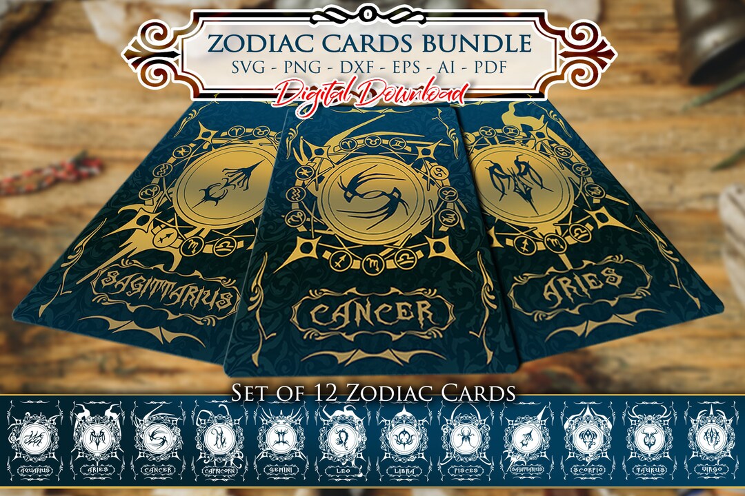 Zodiac Cards Svg, Astrology Signs Svg, Zodiac Symbols Svg ...