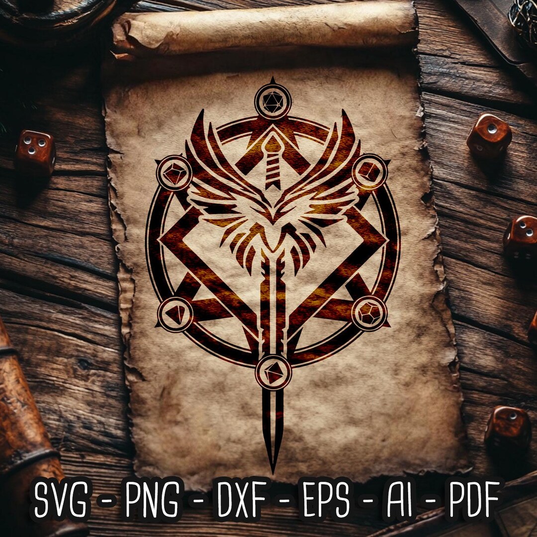 Paladin Magic Circle Emblem SVG, D20 Svg, RPG Polyhedral Dice Svg, Role ...