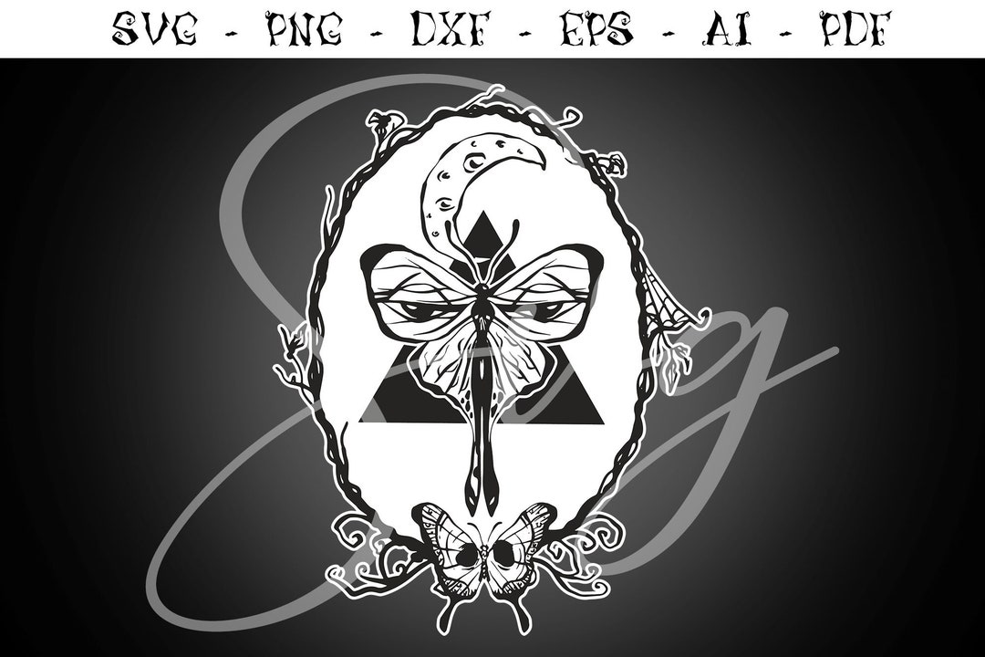 MOON Moth SVG, Gothic Svg, Butterfly and Luna Mystical Clipart Png ...