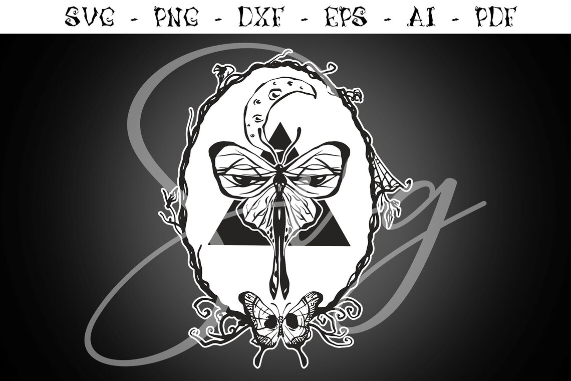 MOON Moth SVG Gothic Svg Butterfly and Luna Mystical Clipart - Etsy