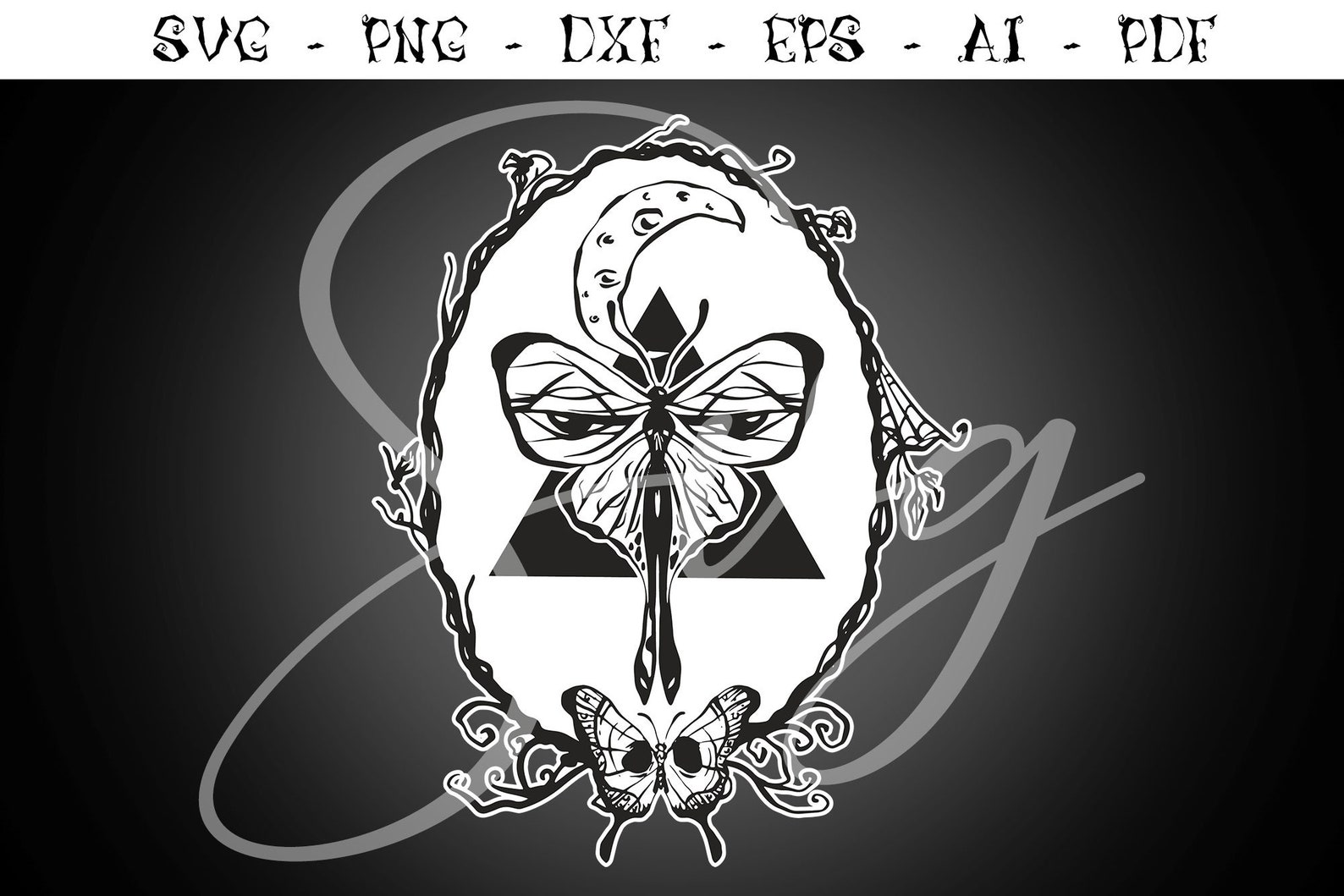 MOON Moth SVG Gothic Svg Butterfly and Luna Mystical Clipart - Etsy