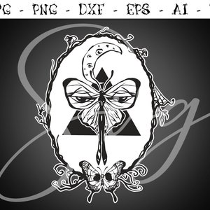 MOON Moth SVG, Gothic Svg, Butterfly and Luna Mystical Clipart Png ...