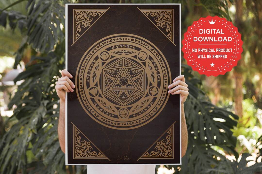 D20 Tribal Magic Circle, RPG Poster, Gamer Art, Wall Art Print ...
