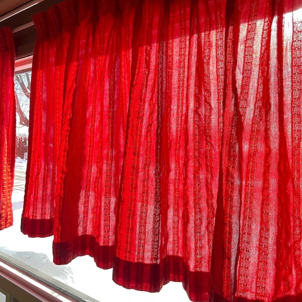 Red Curtains - Etsy
