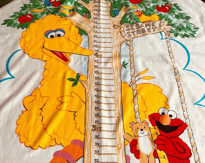 Vintage Sesame Street Growth Chart, Big Bird and Elmo Fabric Panel, New ...