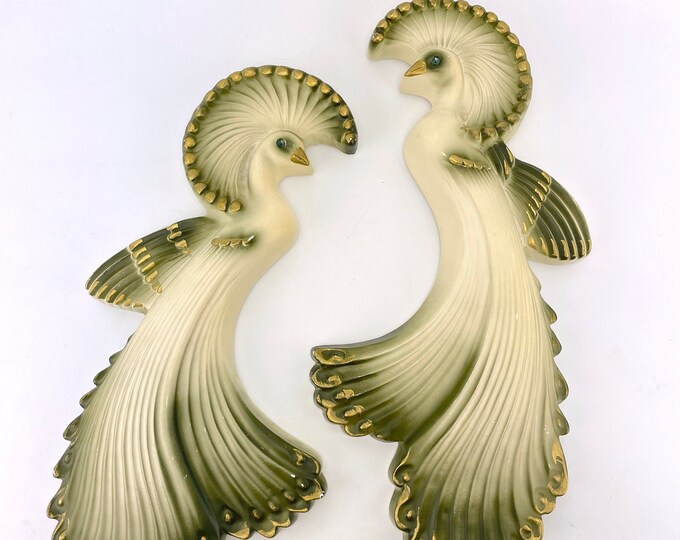 Vintage Chalkware, Birds of Paradise / Peacock Chalkware by Favour Inc ...